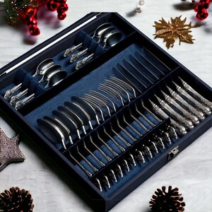 Silver Serving Table Set Rose Design 24 Pcs(spoon, Fork, Knife, Tea ...