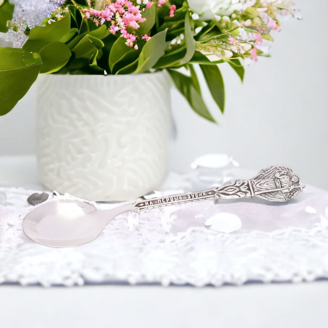 Silver Baby Spoon, First Tooth Gift, Baptism Spoon, Feeding Spoon ...