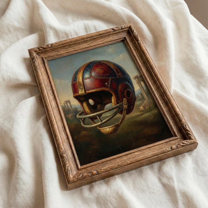 Renaissance Football Helmet Art Print | Vintage Sports Decor (digital ...