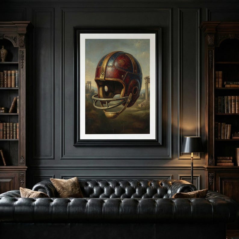 Renaissance Football Helmet Art Print | Vintage Sports Decor (digital ...