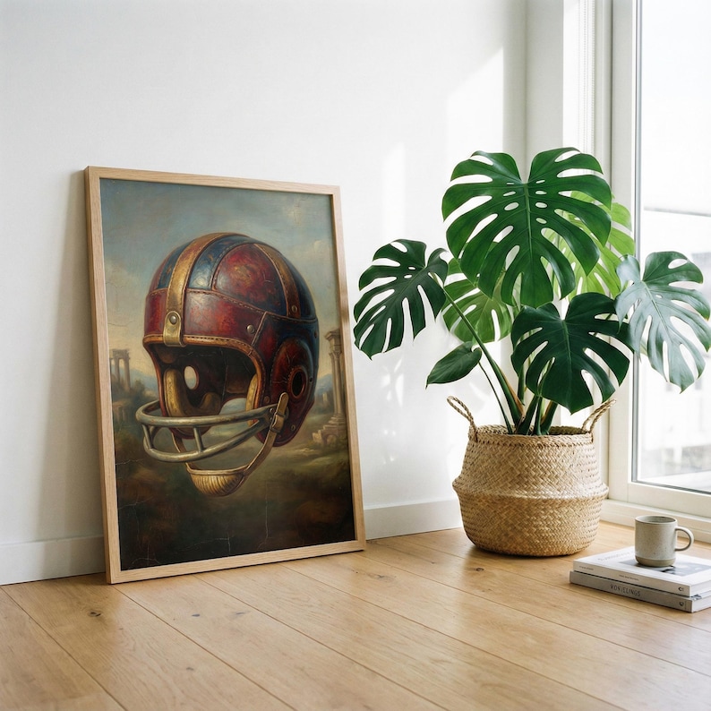 Renaissance Football Helmet Art Print | Vintage Sports Decor (digital ...