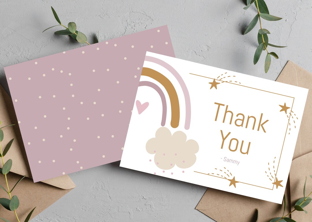 Boho Rainbow Thank You Card / Digital Download / Modern Rainbow / Baby ...