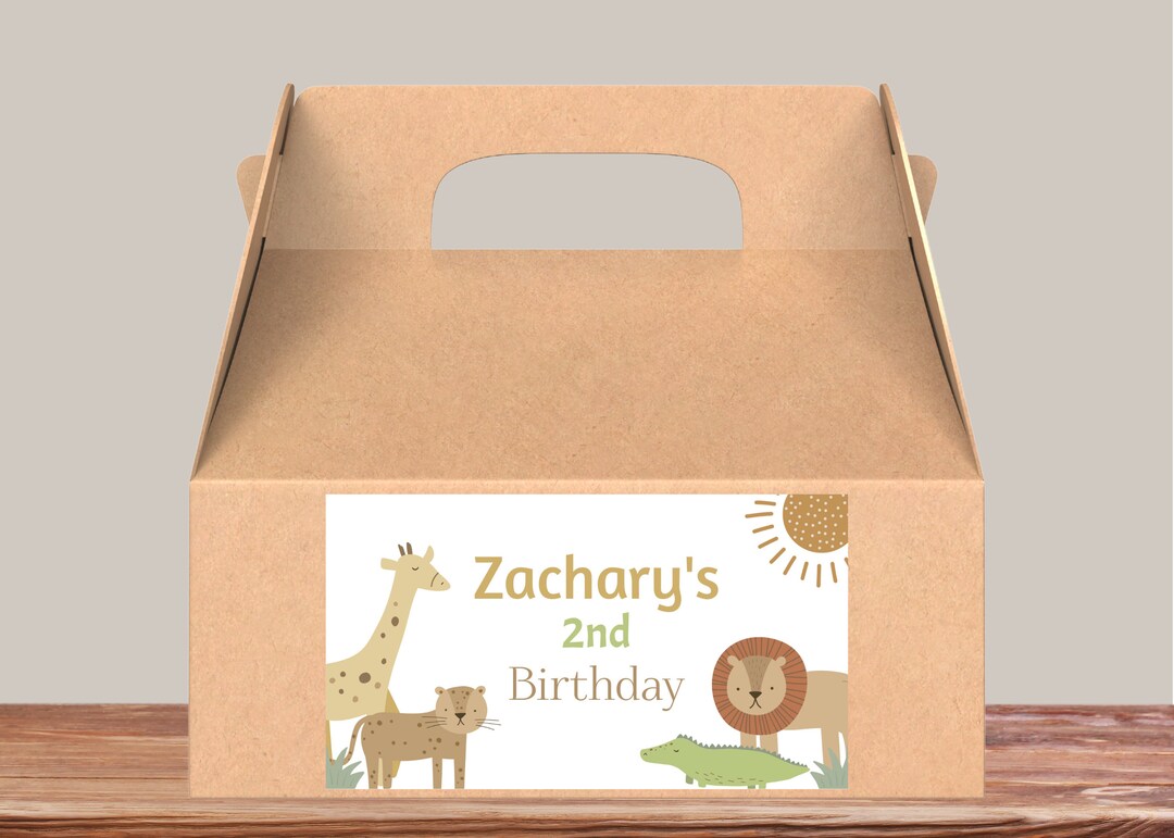 Safari Gable Box Label / Digital Download / Party Favor Box Label ...