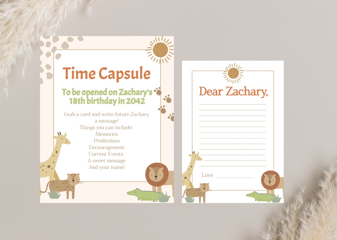Safari Time Capsule Sign / Digital Download / Party Activity / Wild One ...