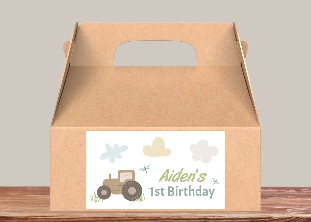 Tractor Gable Box Label / Digital Download / First Birthday / Party Box ...
