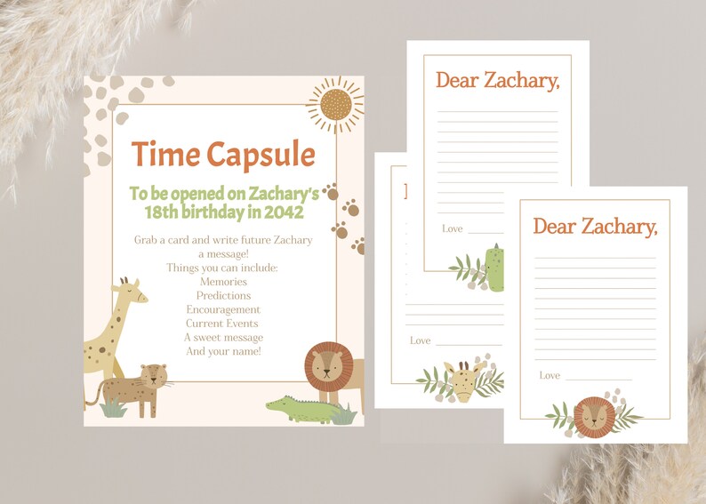 Safari Time Capsule Sign / Digital Download / Party Activity / Wild One ...