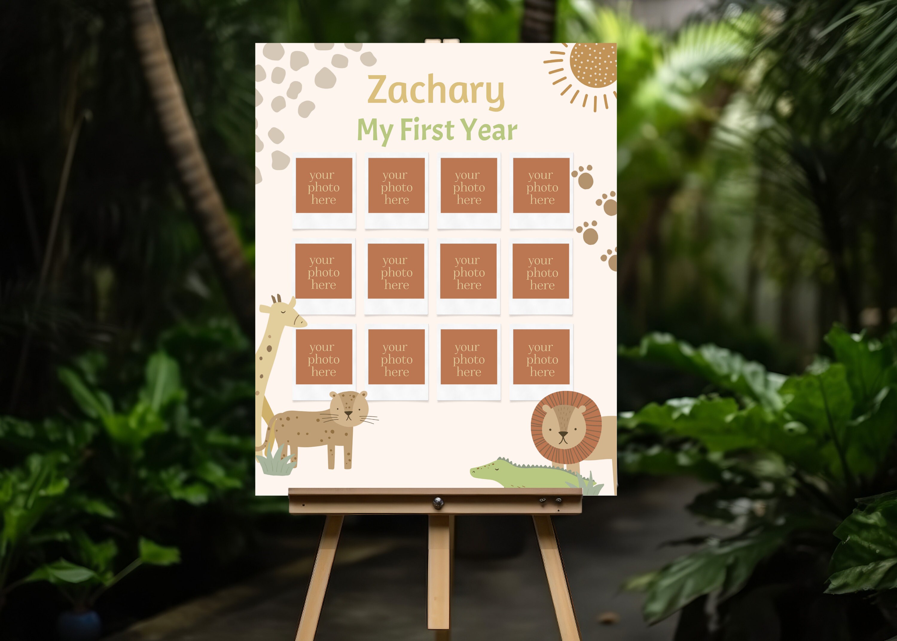 Safari Milestone Board / Digital Download / Stats Board / Wild Child ...