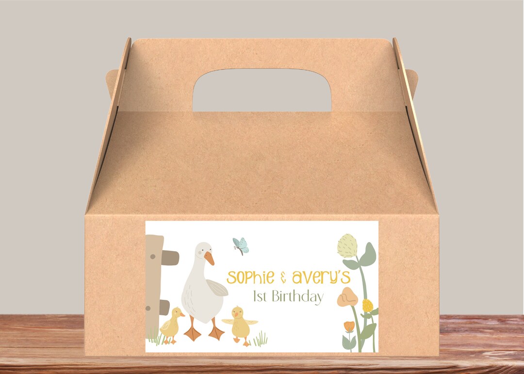 Duckling Twins Gable Box Label / Digital Download / Party Favor Box ...
