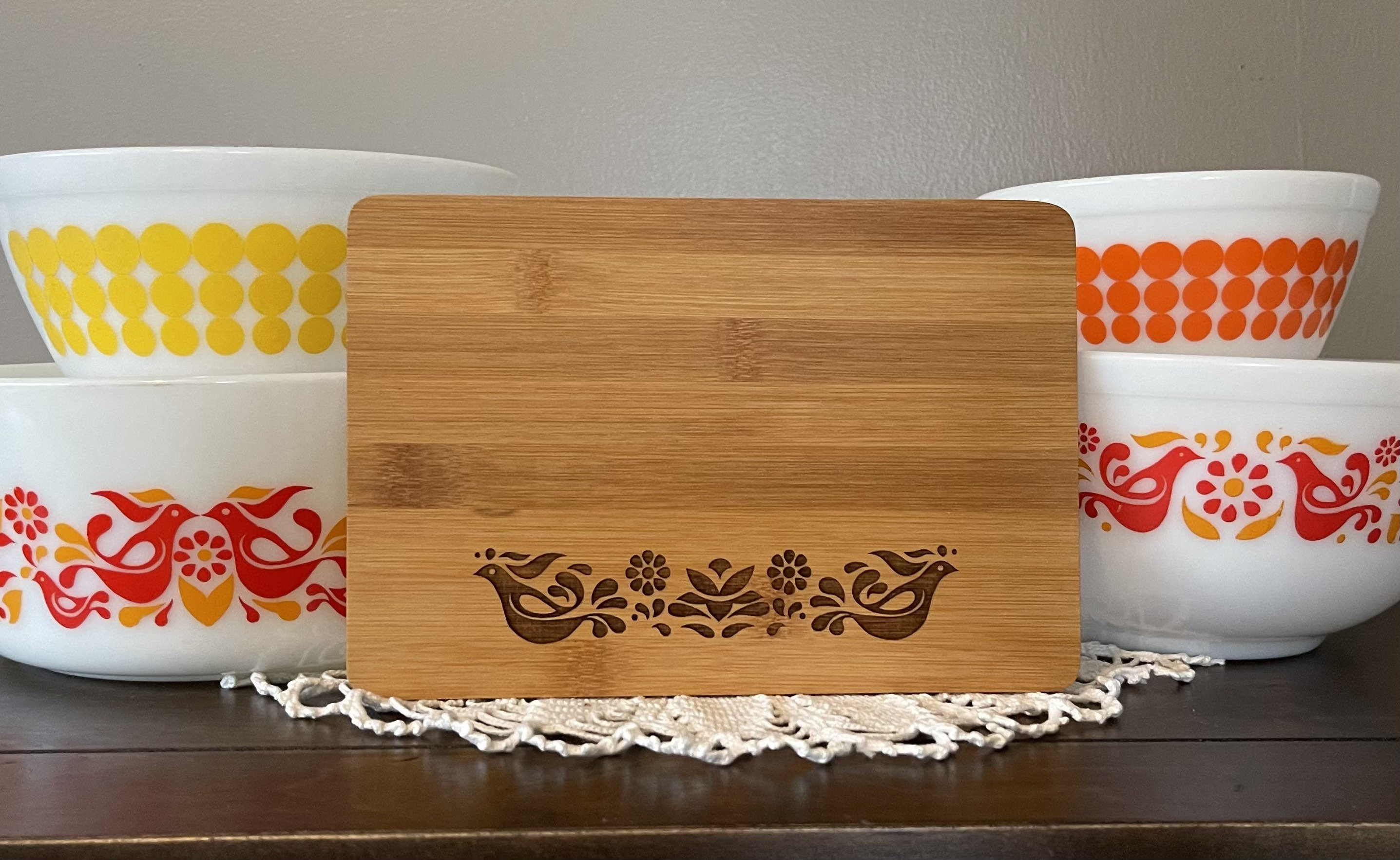 Vintage Pyrex Inspired Friendship Birds Small Wood Cutting Board - Etsy