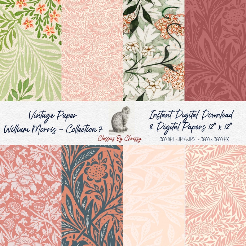 Vintage 1800's, Victorian Digital Papers, Instant Download, William ...