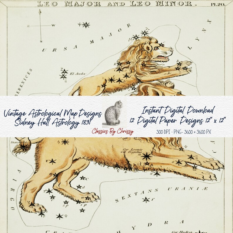 Vintage Astrology Zodiac Maps Signs Background Digital Paper - Etsy
