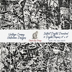 Vintage Digital Paper Design Instant Download Creepy Halloween, Arts ...