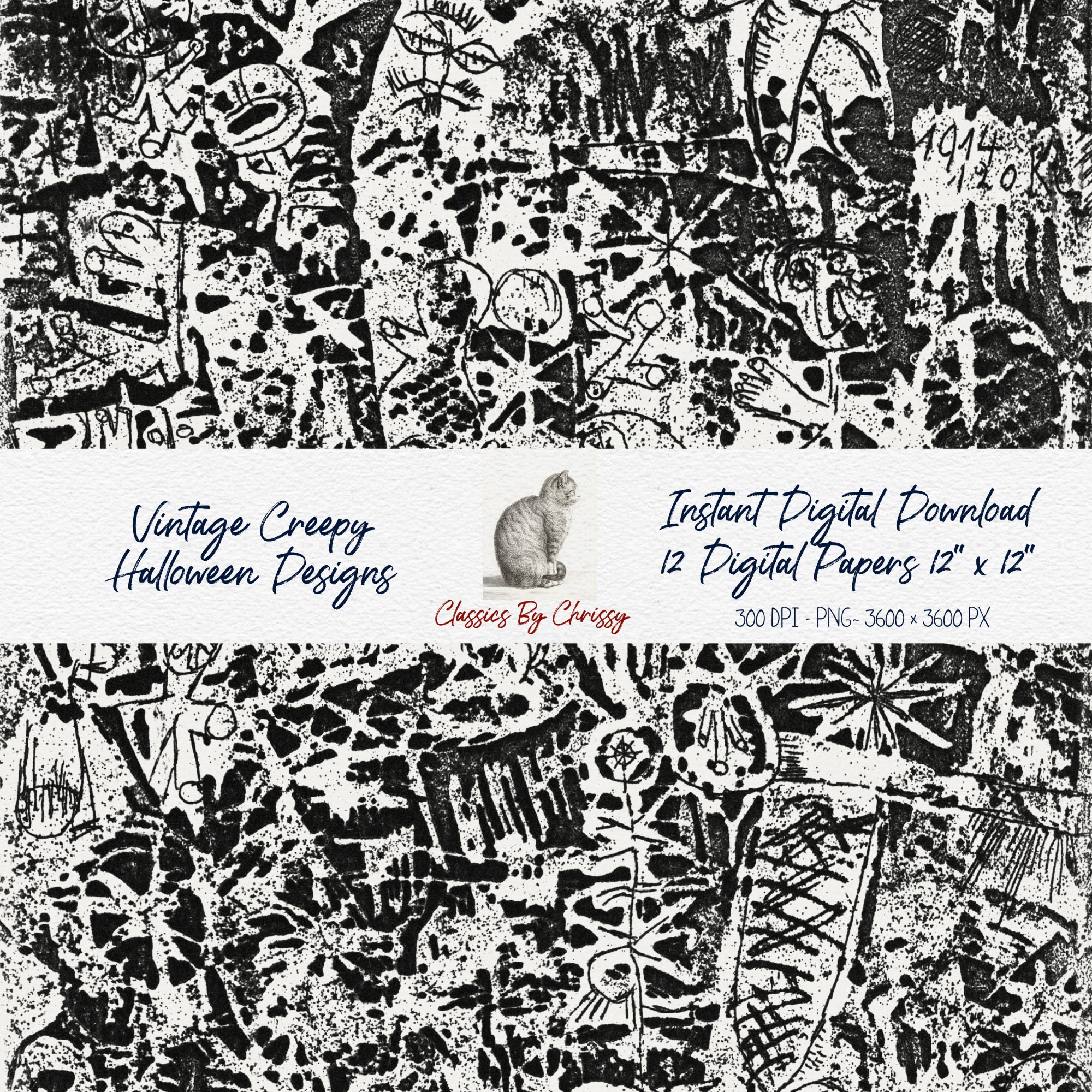 Vintage Digital Paper Design Instant Download Creepy Halloween, Arts ...