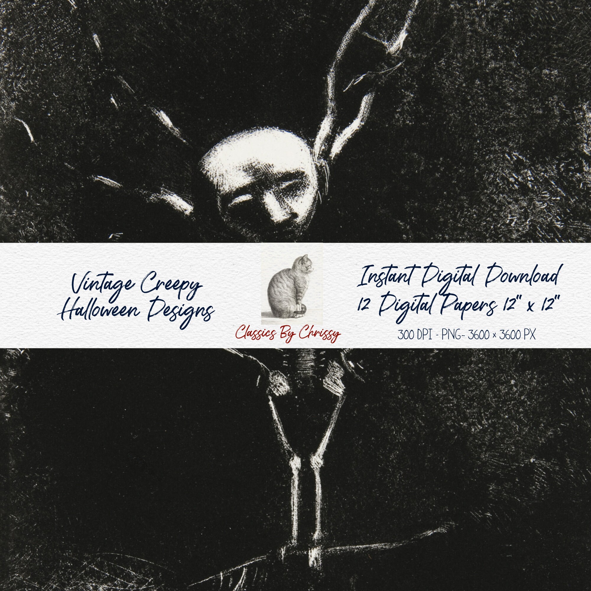 Vintage Digital Paper Design Instant Download Creepy Halloween, Arts ...