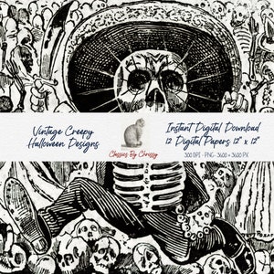 Vintage Digital Paper Design Instant Download Creepy Halloween, Arts ...