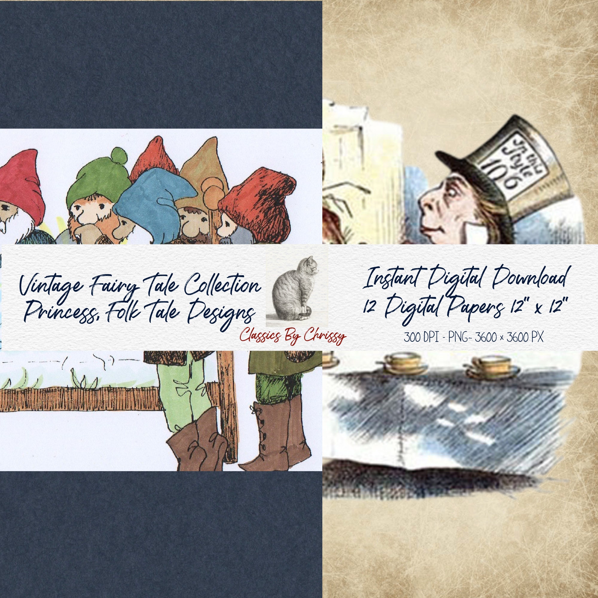 Vintage Fairy Folk Tale Digital Paper Design Instant Download - Etsy