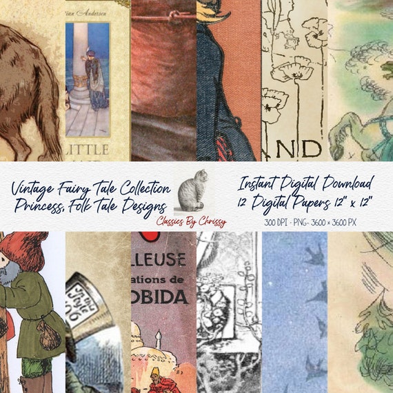 Vintage Fairy Folk Tale Digital Paper Design Instant Download | Etsy