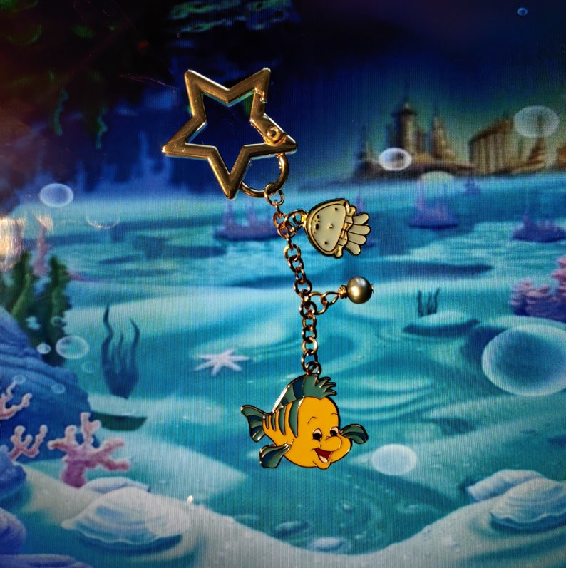 Mermaid and Fish Keychains Rebellious Mermaid Keychain Loyal Flounder ...