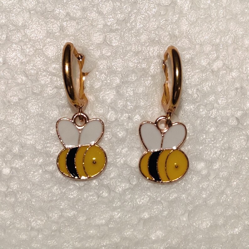 Honeycomb Bee Hoop Earrings Dangle Charm Dainty Bees Honey Gift Ideas ...