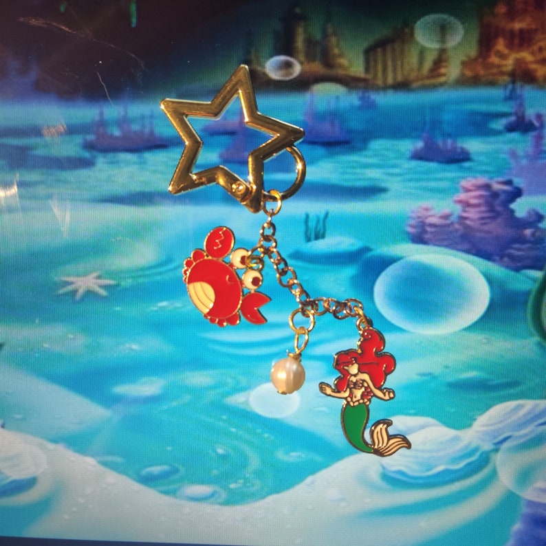 Mermaid and Fish Keychains Rebellious Mermaid Keychain Loyal Flounder ...