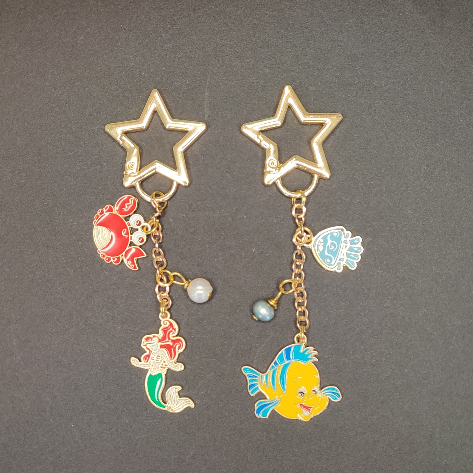 Mermaid and Fish Keychains Rebellious Mermaid Keychain Loyal Flounder ...