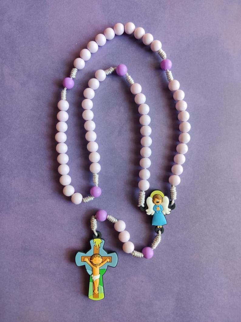 Kids Catholic Rosary Guardian Angel Connector: [baptism Gift, First ...