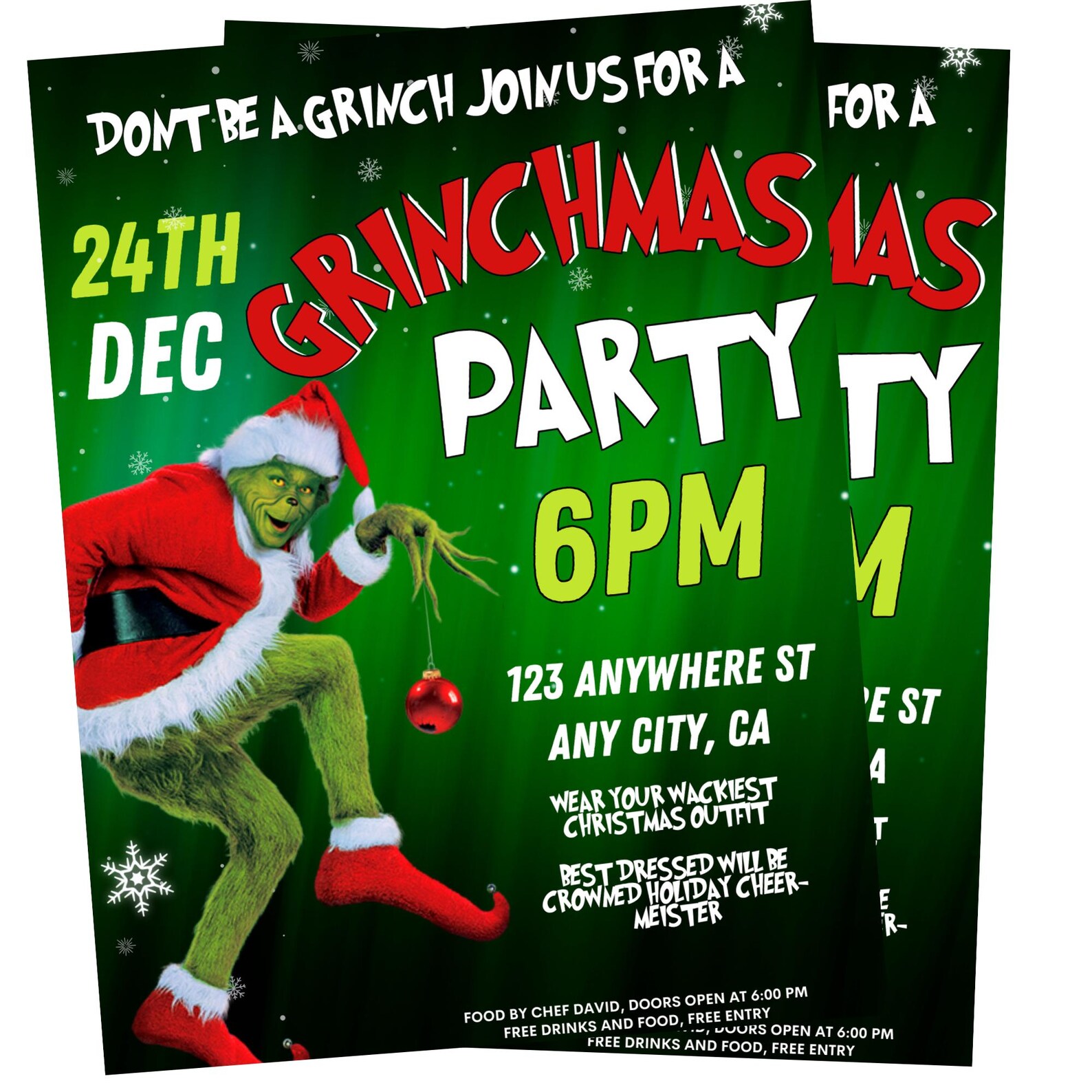 Grinch Party Invitation, Grinchmas, Grinch Invitation, Grinch Birthday ...