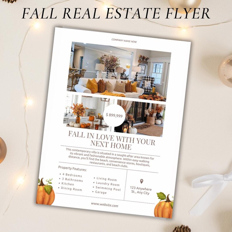 Fall Real Estate Flyer | Editable Canva Template | Instant Download - Etsy
