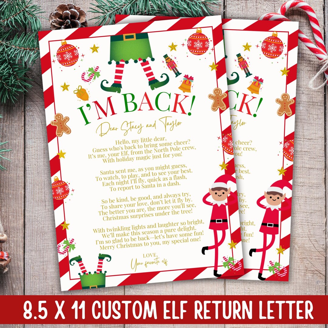 Editable Elf Arrival Letter | Welcome Back Elf Note | Customizable ...