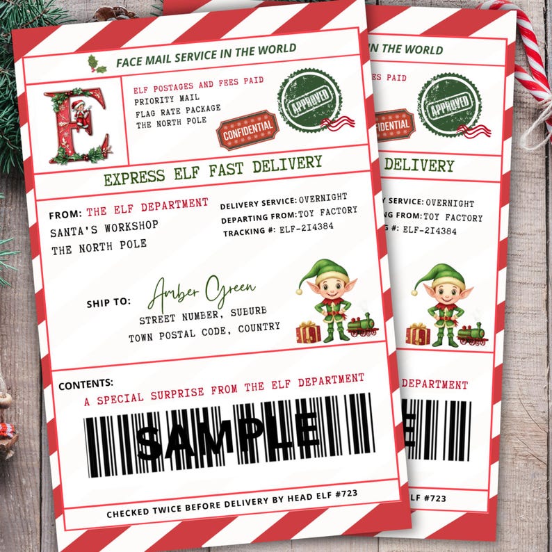 Elf Christmas Shipping Label - Editable Canva Grinch Shipping ...