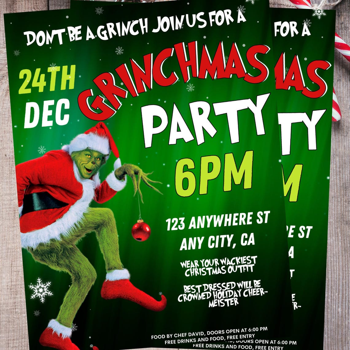 Grinch Party Invitation, Grinchmas, Grinch Invitation, Grinch Birthday ...