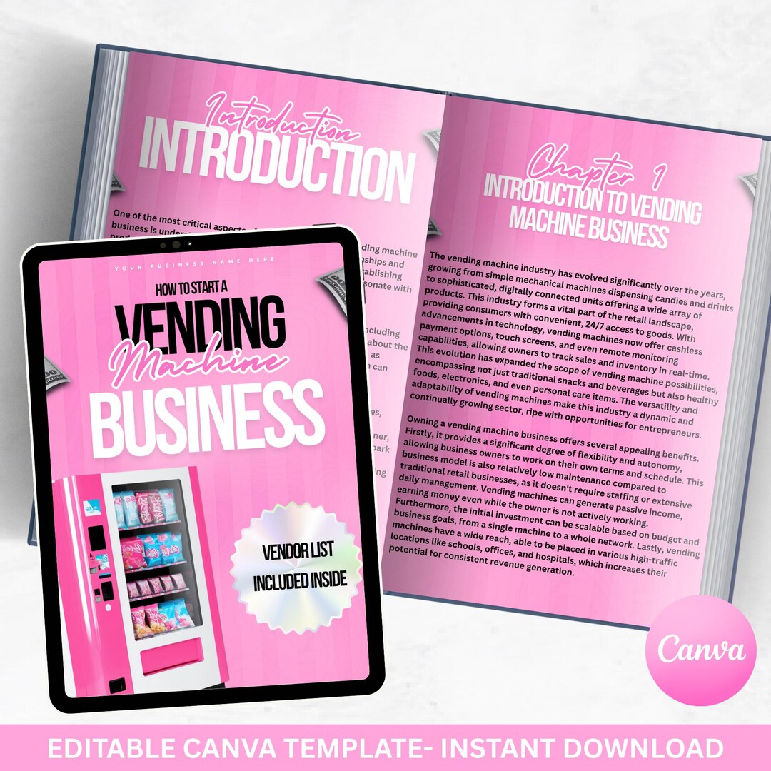 Vending Machine Business Ebook Template | Editable in Canva | PLR License | Instant Download, 32 ...