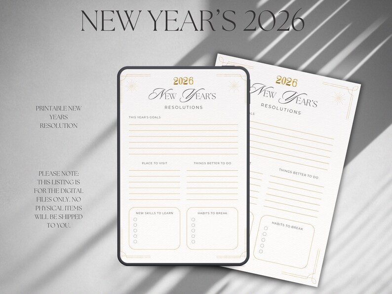 2026 New Year’s Resolution Printable | Instant Download PDF + JPG | New ...