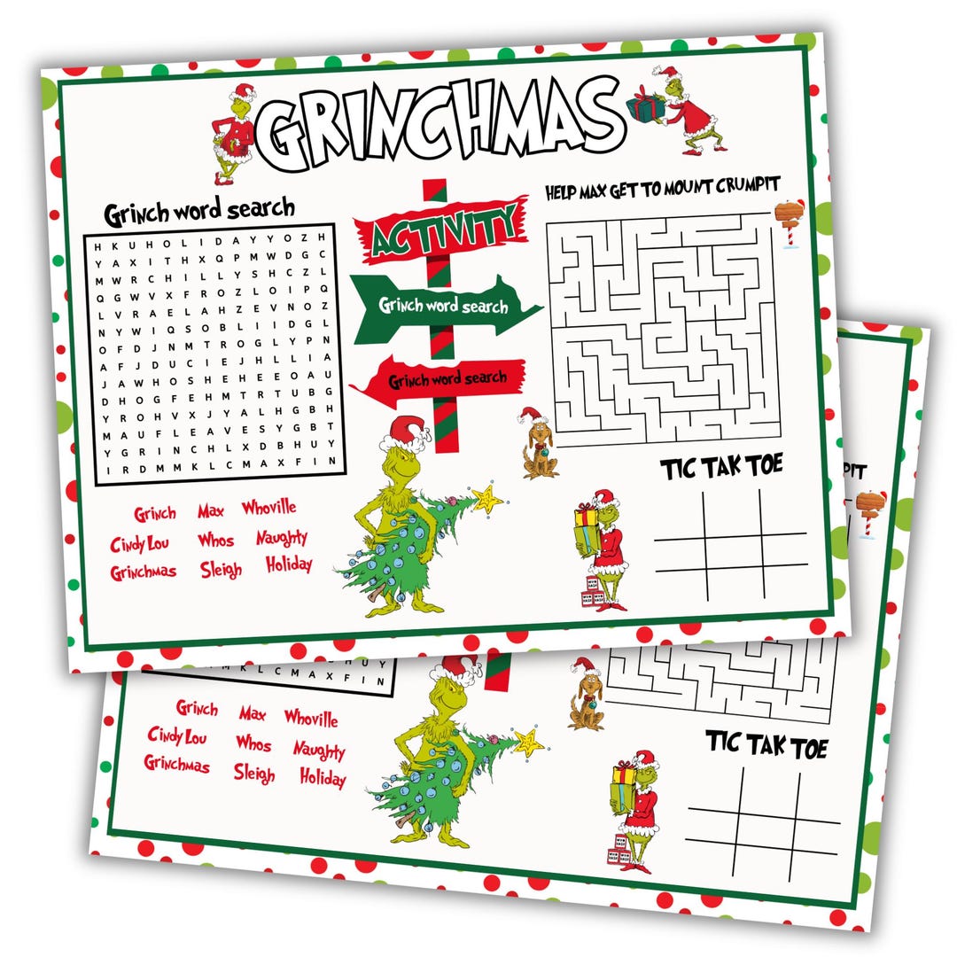 Grinch Activity Page Printable Christmas Holiday Activities for Kids ...