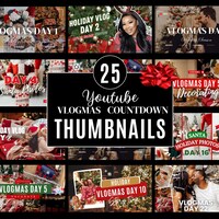 Vlogmas Youtube Thumbnail Set - 25 Festive Christmas Templates - Etsy