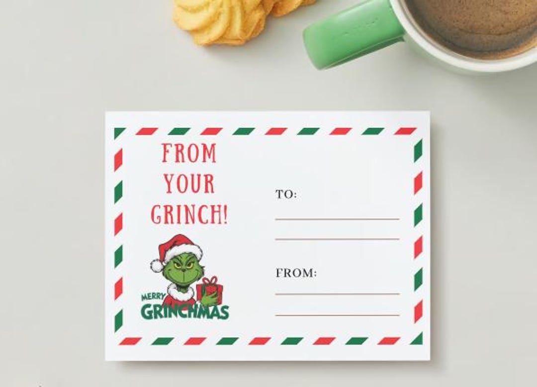 Grinch Christmas Postcard Printable, Grinch Design, Printable Grinch ...