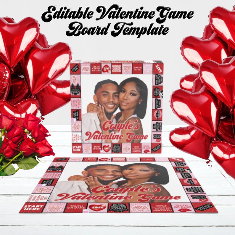 Couple’s Valentine Game Board Template| Editable Canva Template ...
