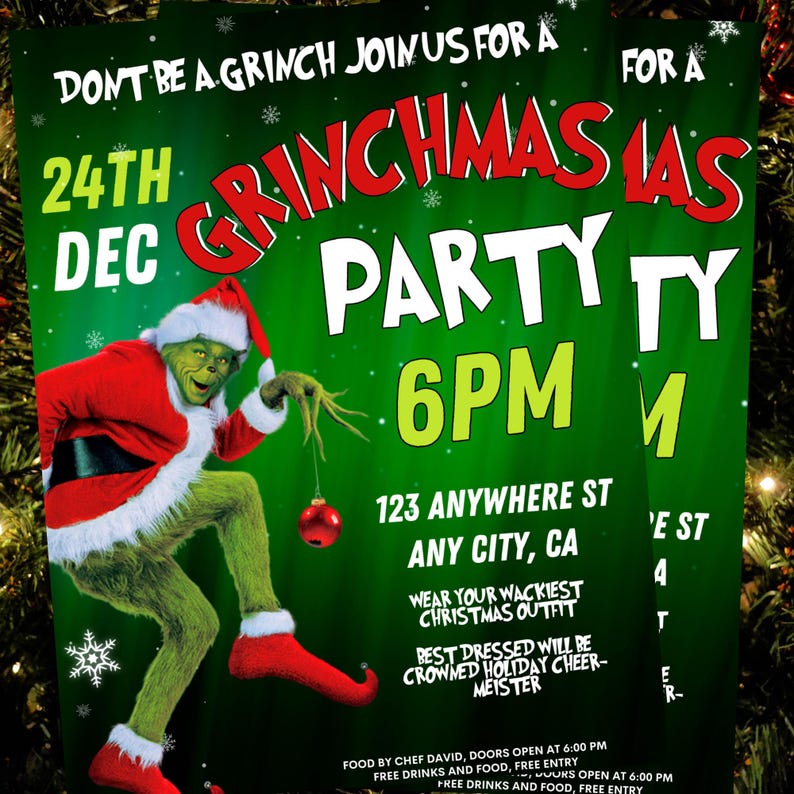 Grinch Party Invitation, Grinchmas, Grinch Invitation, Grinch Birthday ...