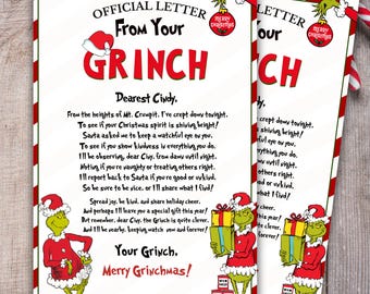 Grinch Christmas Letter Template Editable Canva Holiday Letter ...