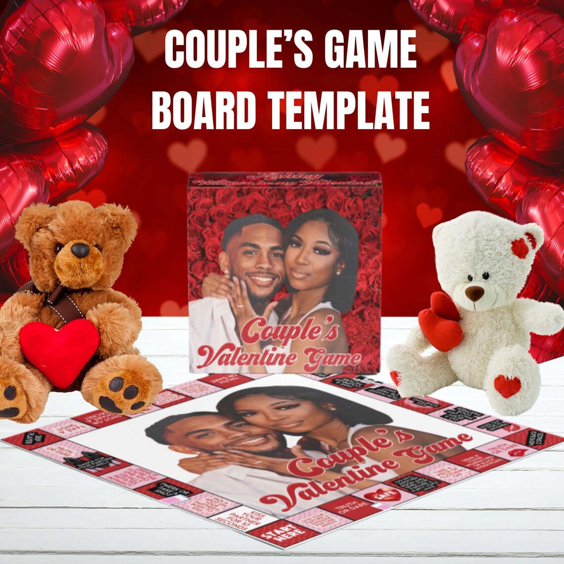 Couple’s Valentine Game Board Template| Editable Canva Template ...