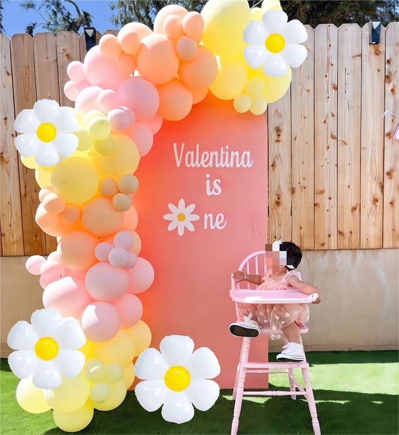 Daisy Balloon Garland Arch Kit Macaron Pastel Pink and Yellow - Etsy