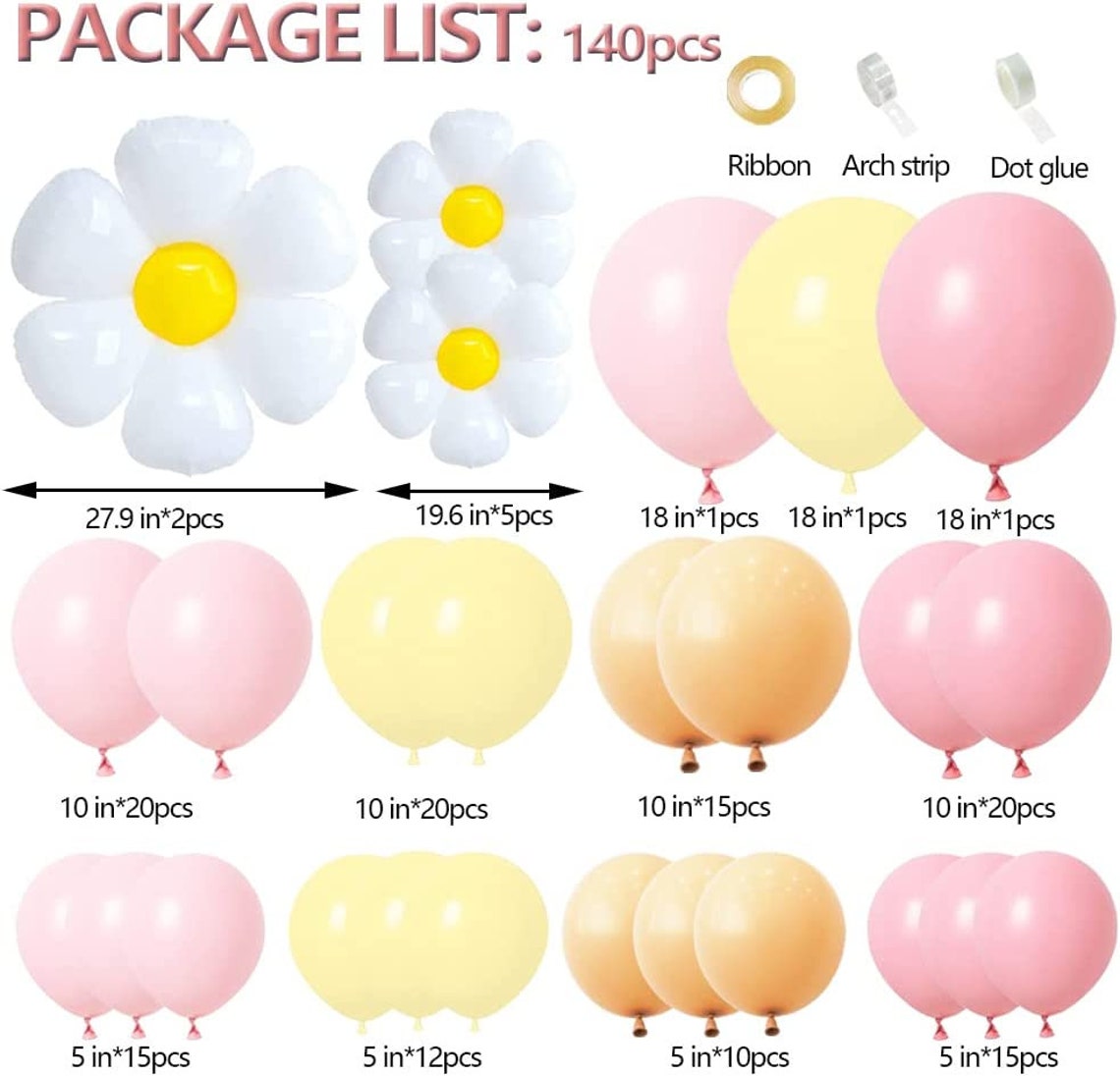 Daisy Balloon Garland Arch Kit Macaron Pastel Pink and Yellow - Etsy