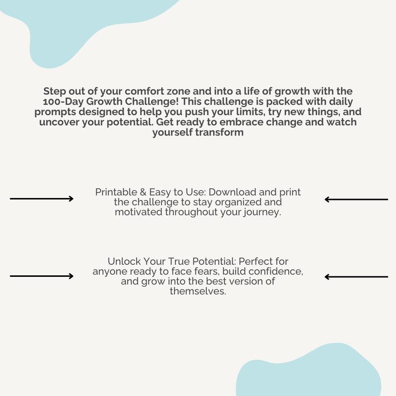 100-day Growth Challenge Printable Step Out of Comfort Zone, Build ...