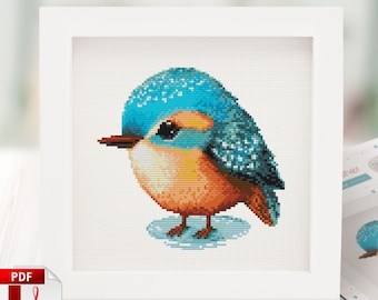 Cute Bird Cross Stitch Pattern PDF. Woodpecker Adorable Small Cross ...