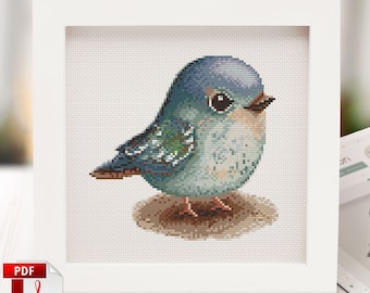 Cute Bird Cross Stitch Pattern PDF. Woodpecker Adorable Small Cross ...