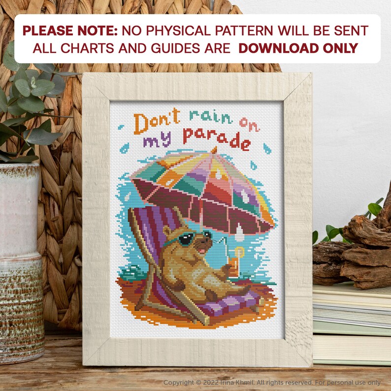 Capybara Cross Stitch Pattern PDF Funny Embroidery, Cross Stitch Humor ...