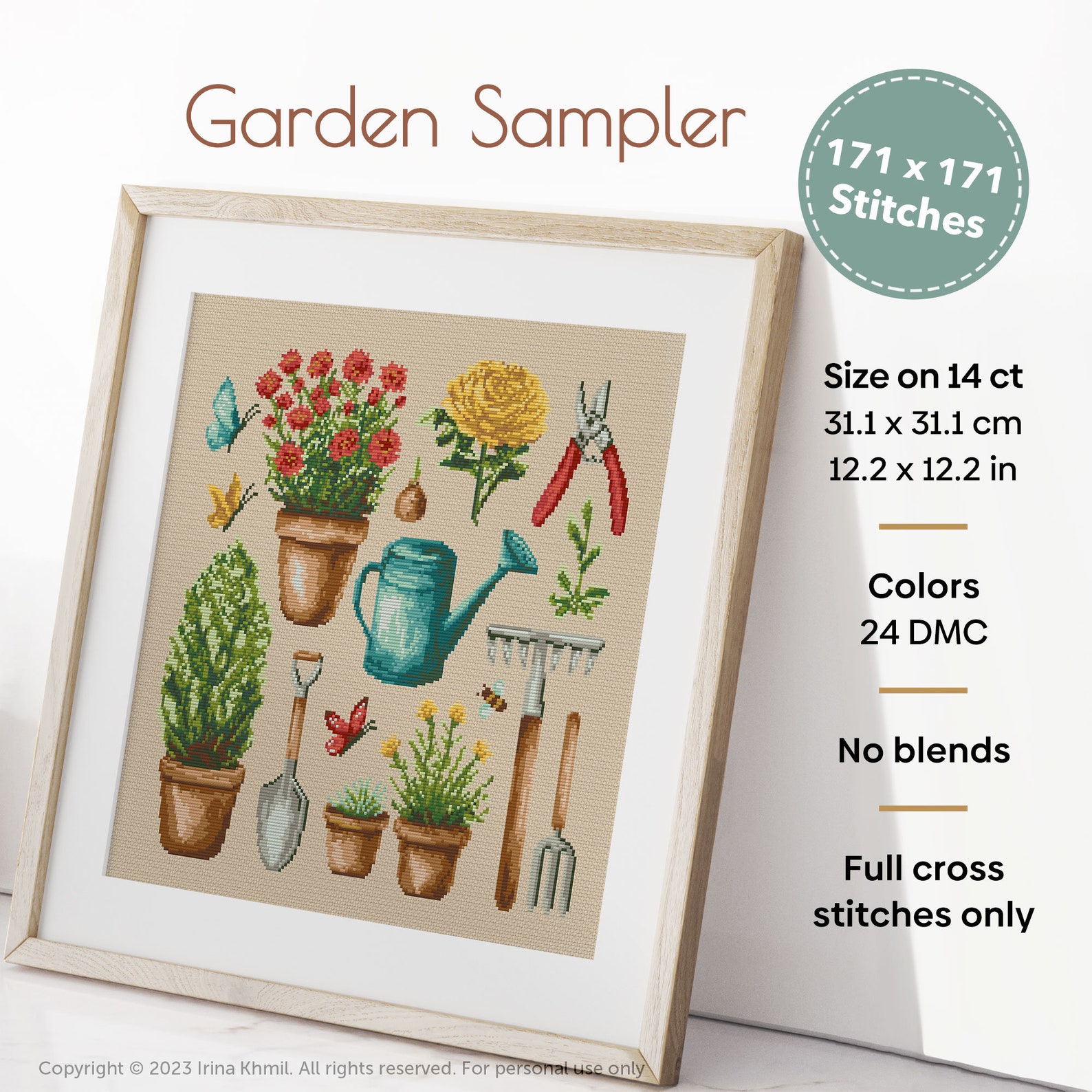 Garden Sampler Cross Stitch Pattern PDF Garden Tools and - Etsy
