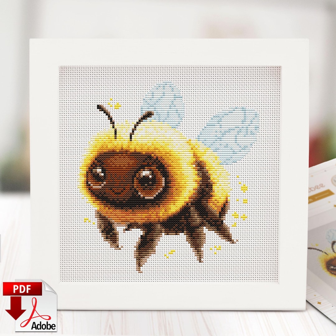 Bumble Bee Cross Stitch Pattern PDF — Cute Small Cross Stitch, Easy Counted Cross Stitch Chart ...