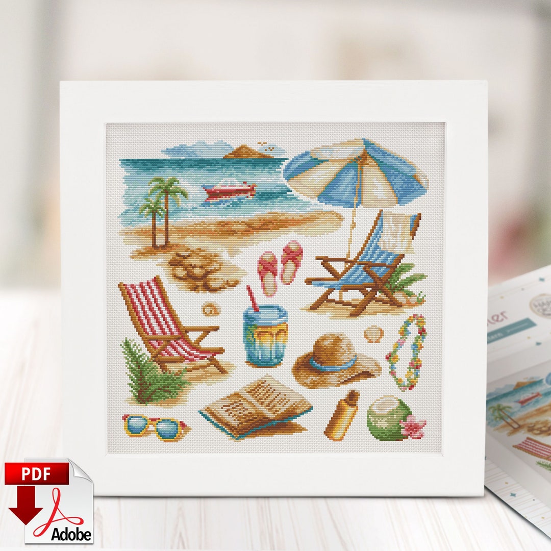 Beach Sampler Cross Stitch Pattern: Summer Seascape (PDF Pattern) - Etsy