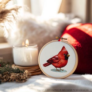 Cute Bird Cross Stitch Pattern PDF. Cardinal - Adorable Small Cross ...